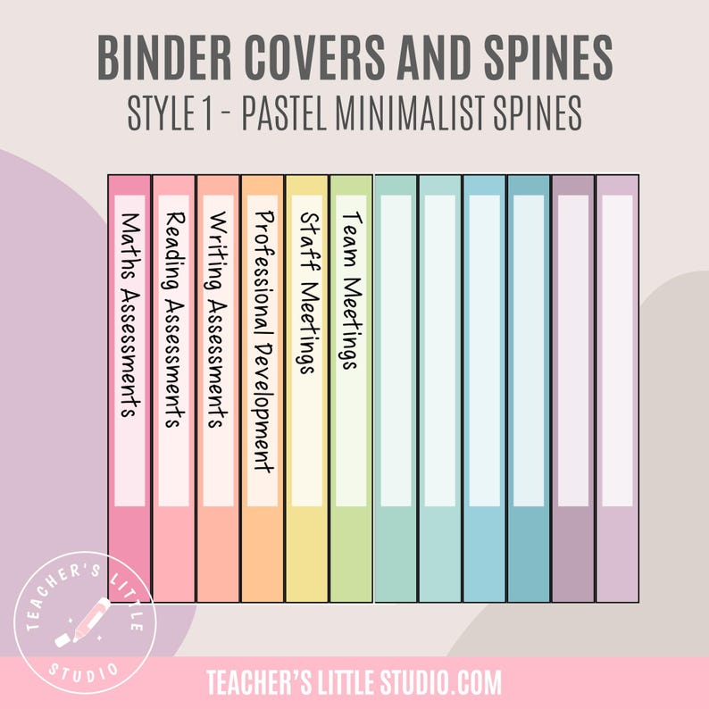 Pastel Binder Covers and Spines | Pastel Rainbow Binder Labels ...