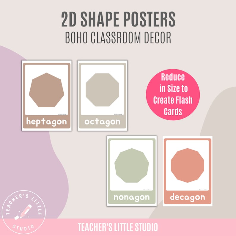 2D Shapes Poster Set Boho Classroom Decor Printable Shape - Etsy