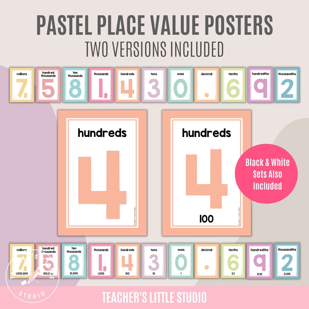 Place Value Posters | Pastel Classroom Decor | Number Wall Display ...
