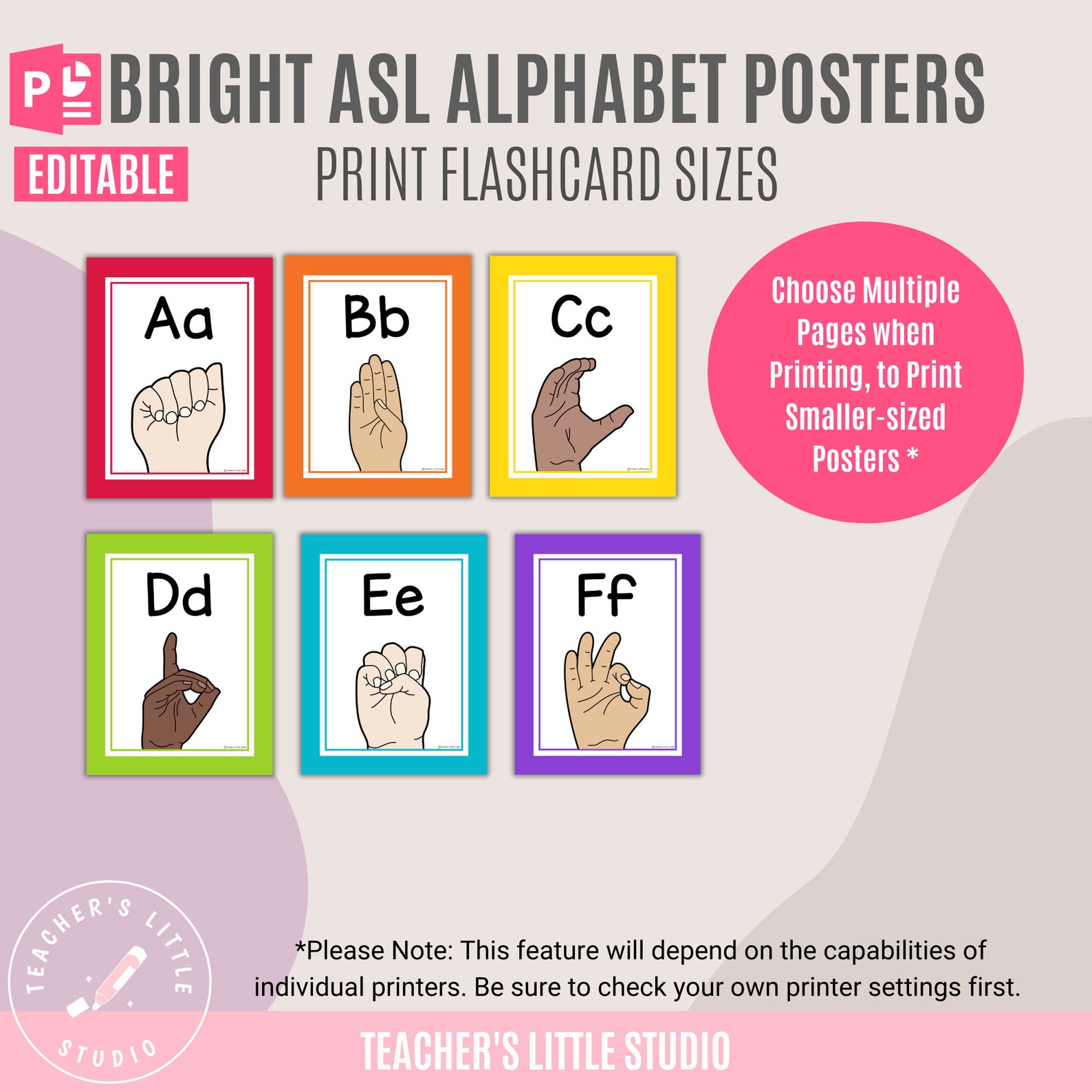 ASL Alphabet Posters Printable Classroom Alphabet Editable ASL Posters ...