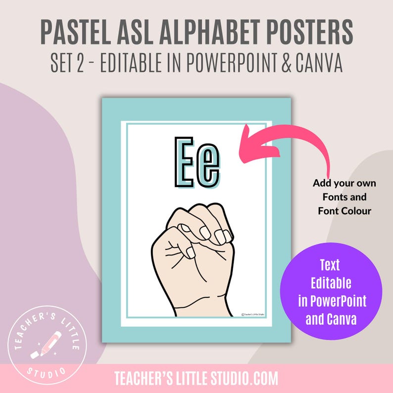 ASL Alphabet Posters | Printable Classroom Alphabet | Editable in Canva ...