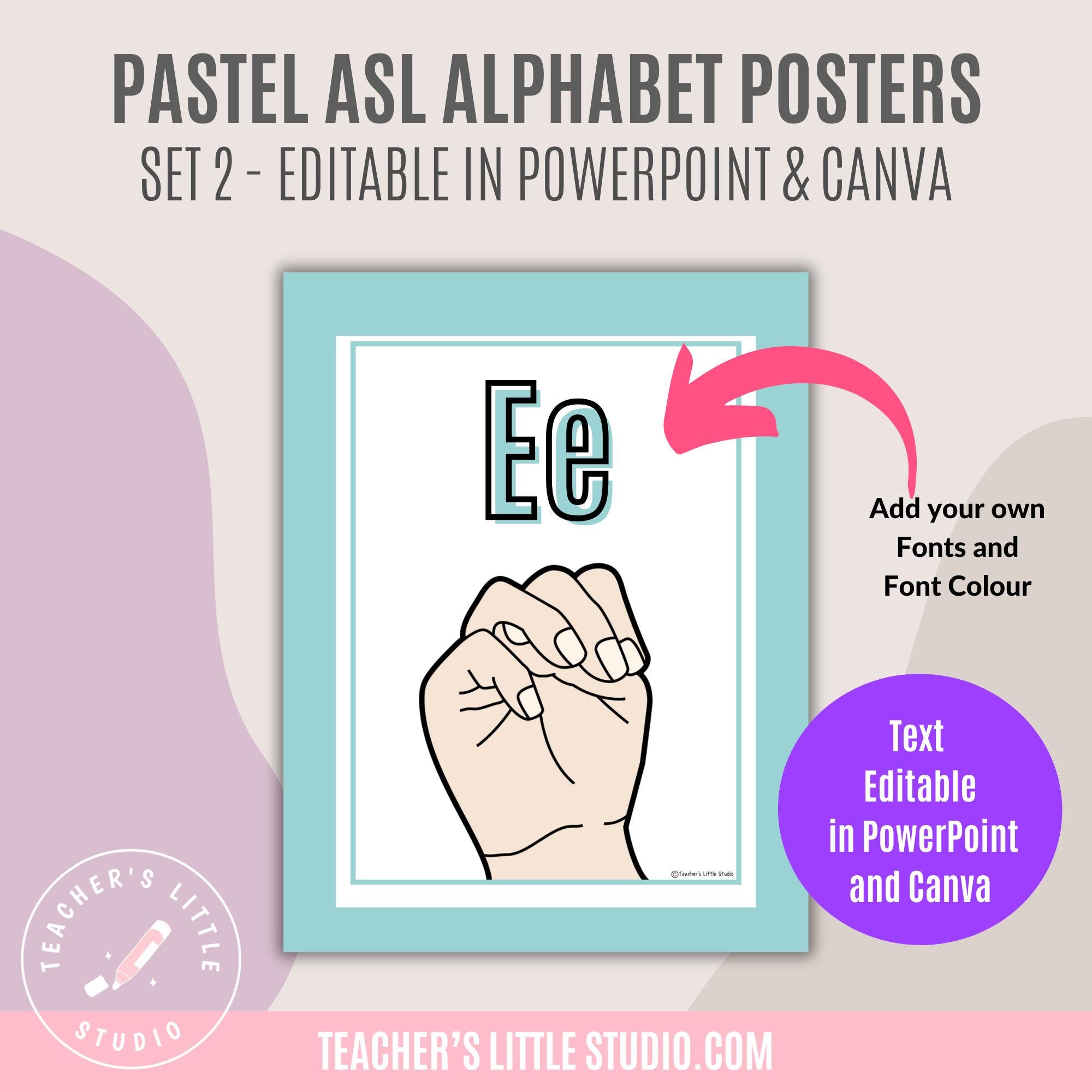 ASL Alphabet Posters | Printable Classroom Alphabet | Editable in Canva ...