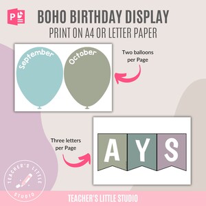 Boho Balloon Birthday Display | Classroom Birthday Bulletin Board ...