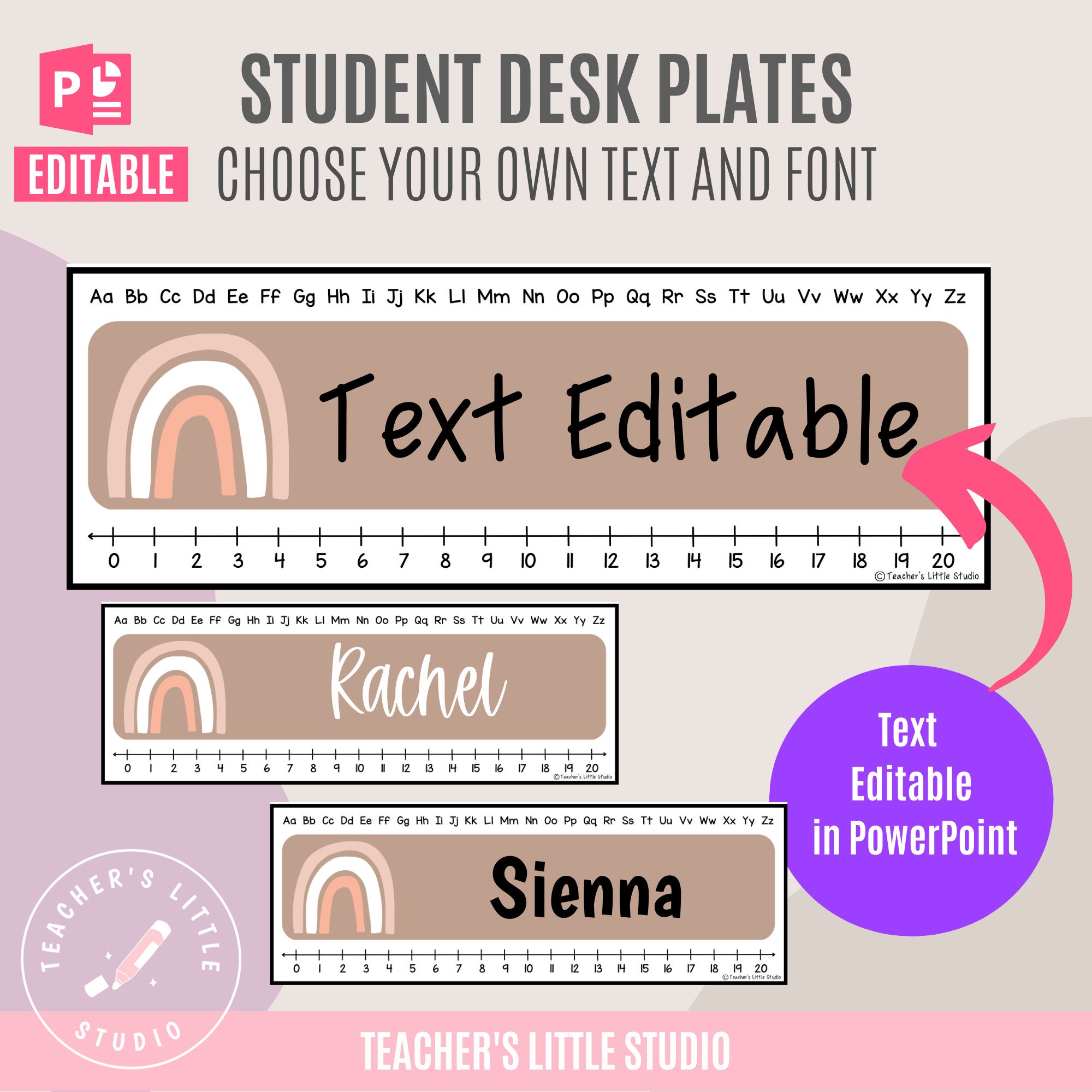 Boho Student Desk Plates | Boho Rainbow Labels | Editable in Powerpoint ...