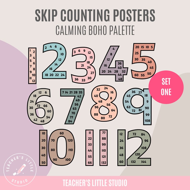 Boho Skip Counting Posters Large Number Display - Etsy