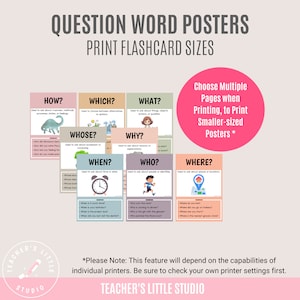 Question Word Poster Set | WH Question Visual Aids | ESL Grammar ...