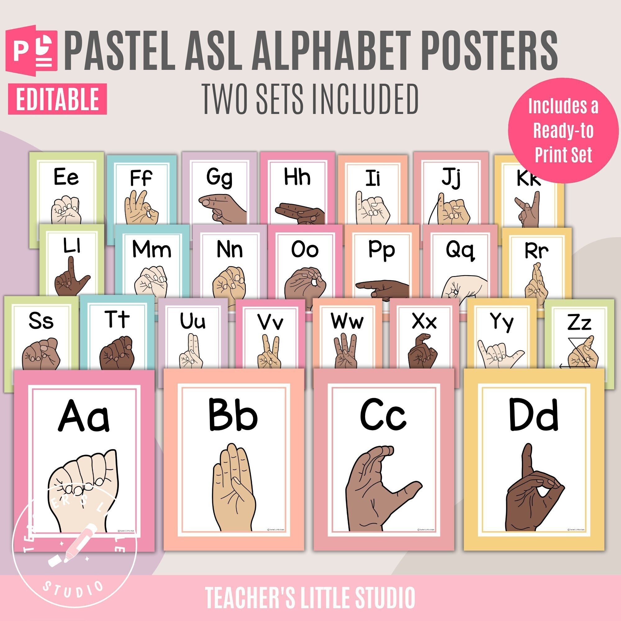 ASL Alphabet Posters Printable Classroom Alphabet Editable ASL Posters ...