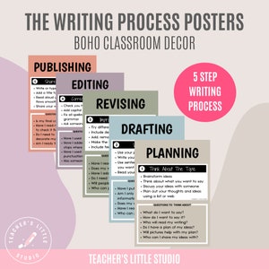 The Writing Process Posters English Educational Posters Boho Classroom ...