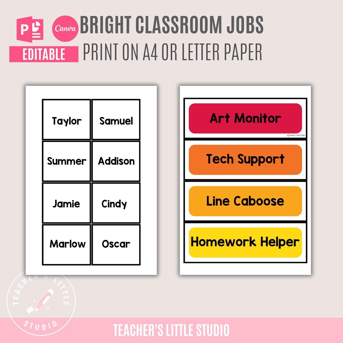 Bright Classroom Jobs Display | Editable in Canva and Powerpoint ...