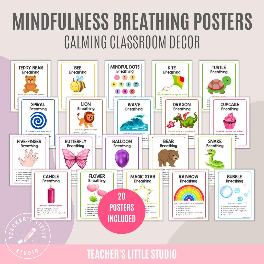 Mindfulness Breathing Posters for Kids | 20 Fun Calm Down Activities ...