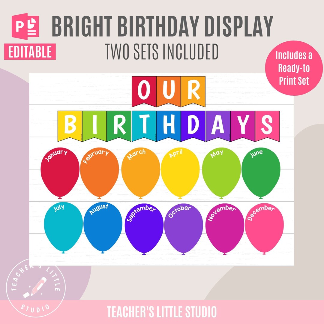 Bright Balloon Birthday Display | Classroom Birthday Bulletin Board ...