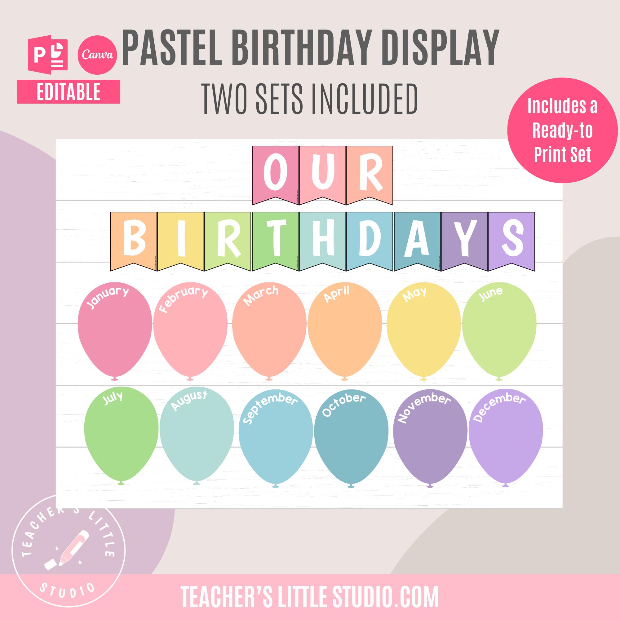 Pastel Balloon Birthday Display | Classroom Birthday Bulletin Board ...