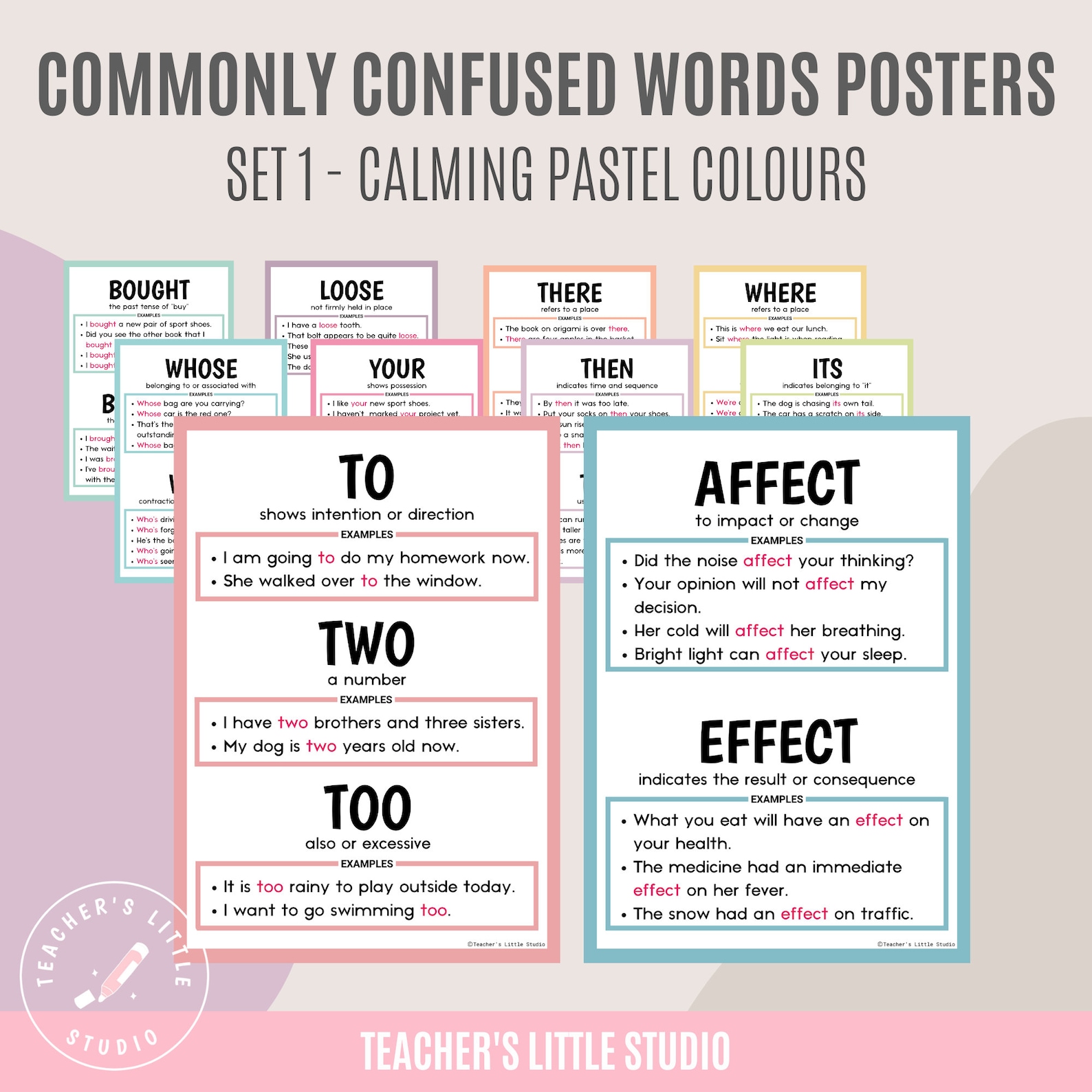 Commonly Confused Words Posters English Grammar Posters Pastel ...