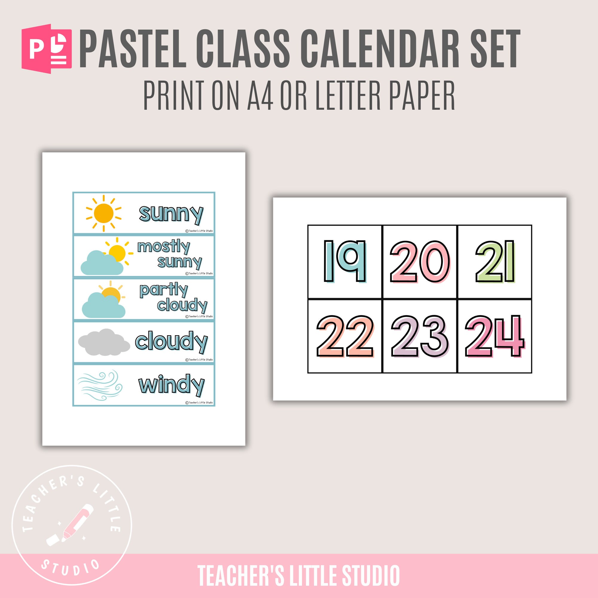 Classroom Calendar Set and Weather Display Editable Calendar Template ...