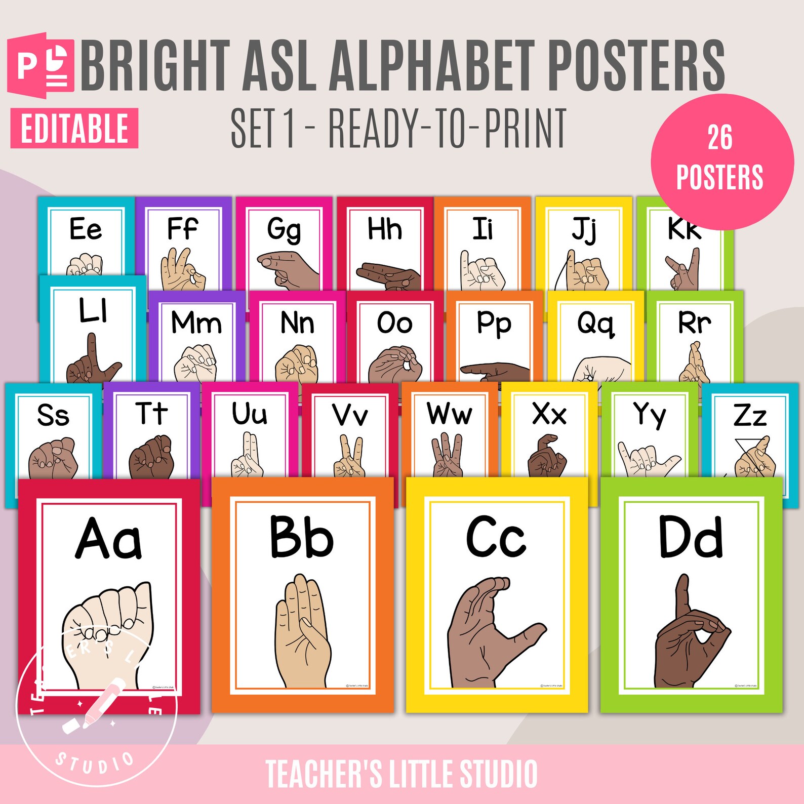 ASL Alphabet Posters | Printable Classroom Alphabet | Editable ASL ...