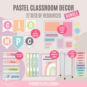 Pastel Classroom Decor BUNDLE | Calming Classroom Decor | Printable ...
