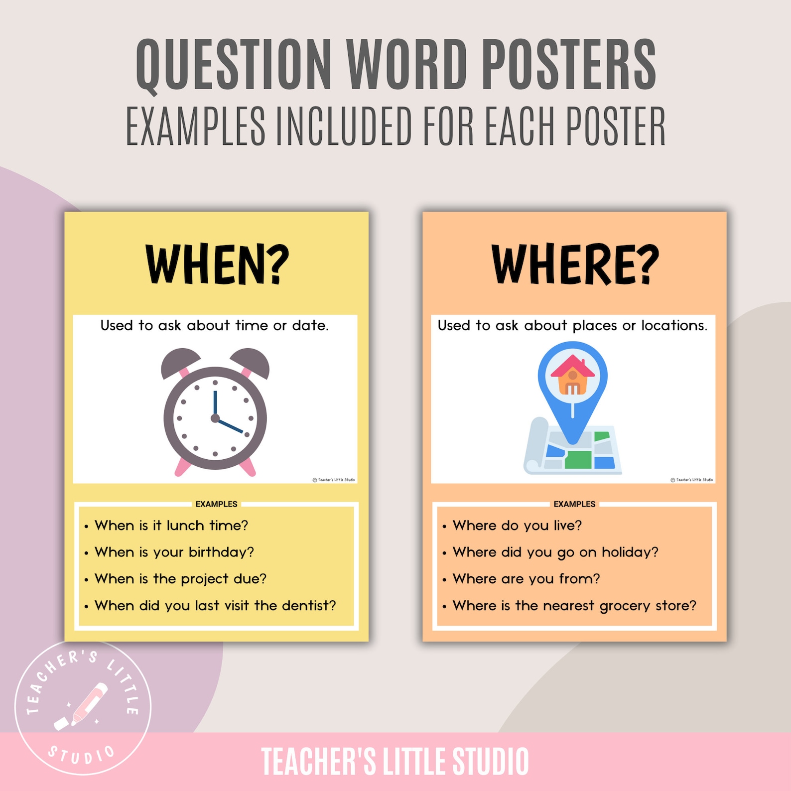 Question Word Poster Set | WH Question Visual Aids | ESL Grammar ...