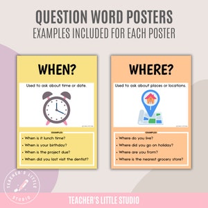 Question Word Poster Set | WH Question Visual Aids | ESL Grammar ...