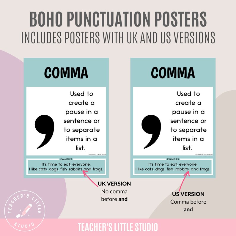 Boho Punctuation Posters | Educational Posters | English Posters ...