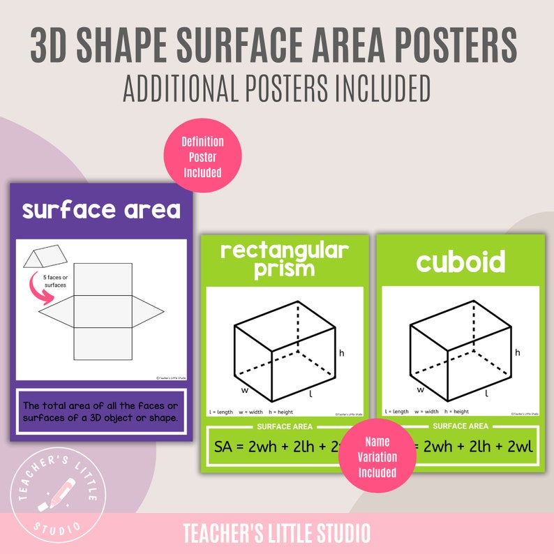 3D Shape Poster Bundle 2 Pack Shape Poster Sets With - Etsy