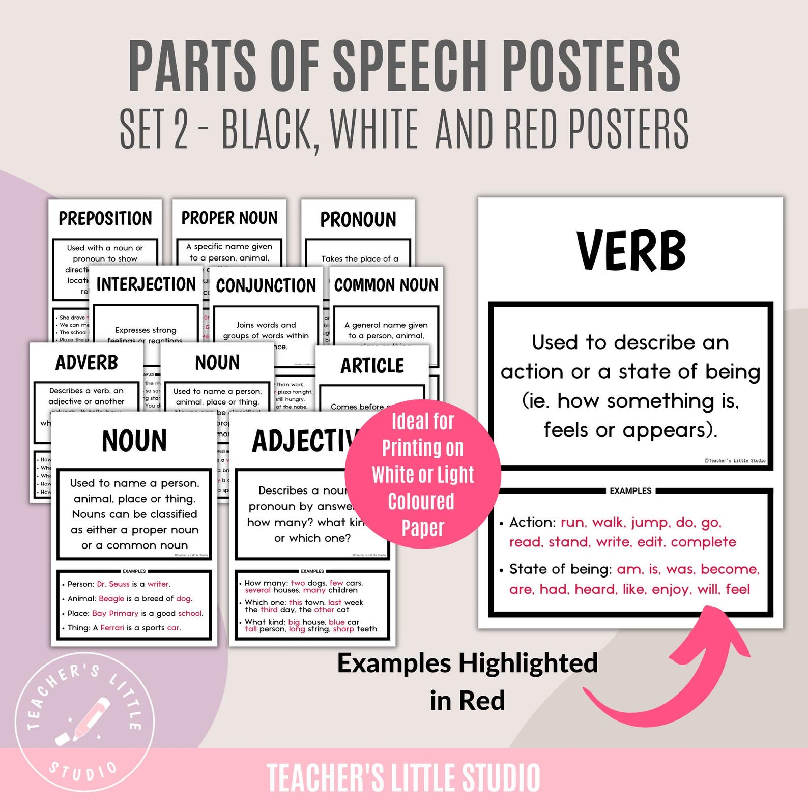 Parts of Speech Posters | Pastel Classroom Decor | Educational Posters ...