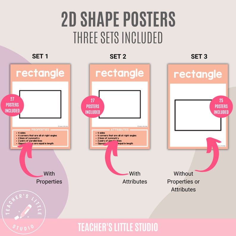 2D Shape Poster Sets With Properties Boho Classroom Decor - Etsy