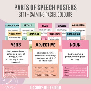 Parts of Speech Posters | Pastel Classroom Decor | Educational Posters ...