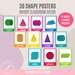 3D Shapes Poster Set 3D Objects Bright Classroom Decor Printable Shape ...