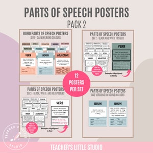 Boho English Posters Bundle Punctuation Parts of Speech Commonly ...