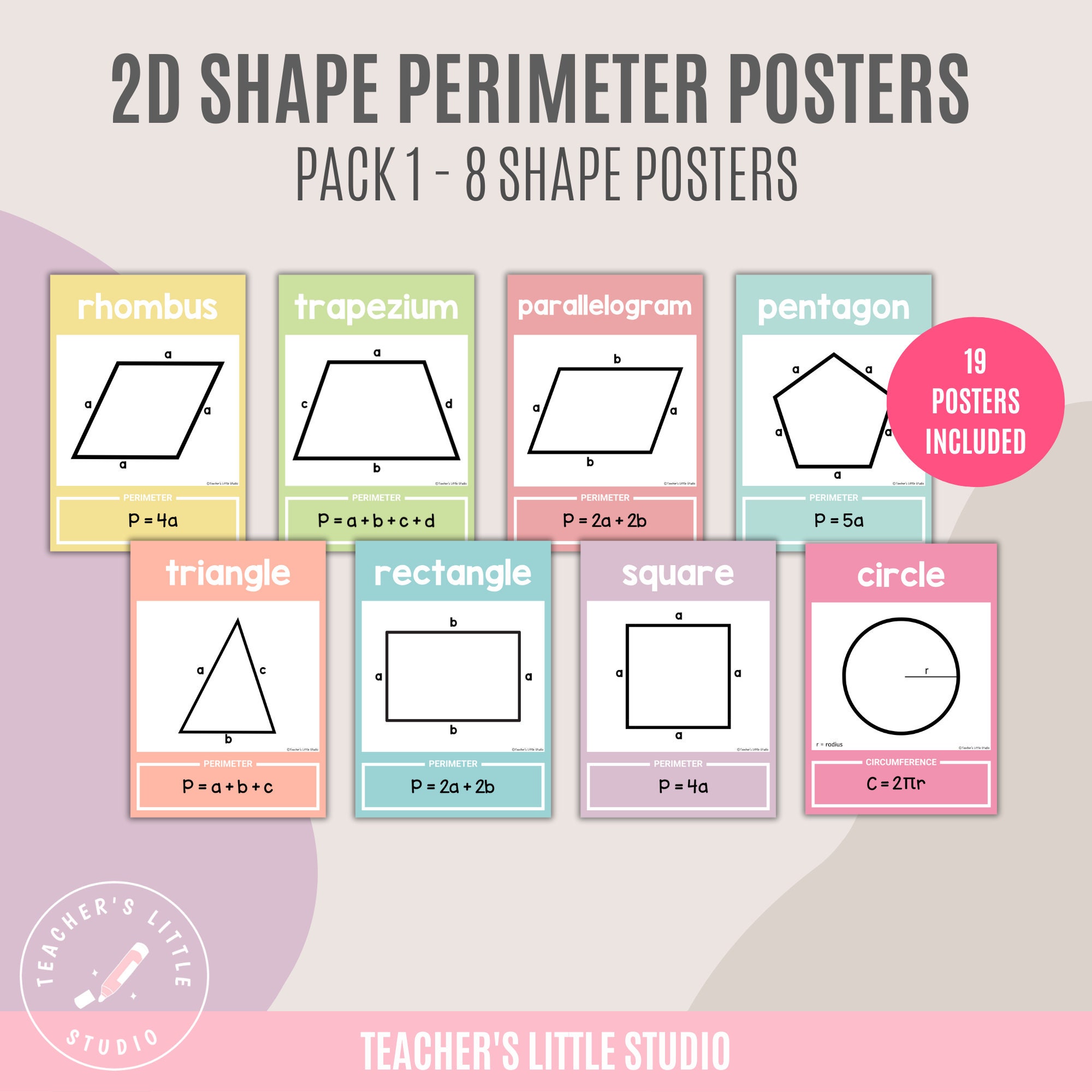 2D Shape Poster Bundle 2 Pack Shape Poster Sets With - Etsy