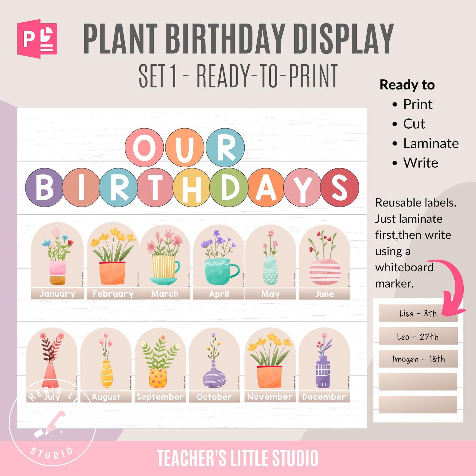 Watercolour Plant Birthday Display | Classroom Birthday Bulletin Board ...