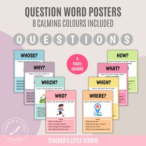 Question Word Poster Set | WH Question Visual Aids | ESL Grammar ...