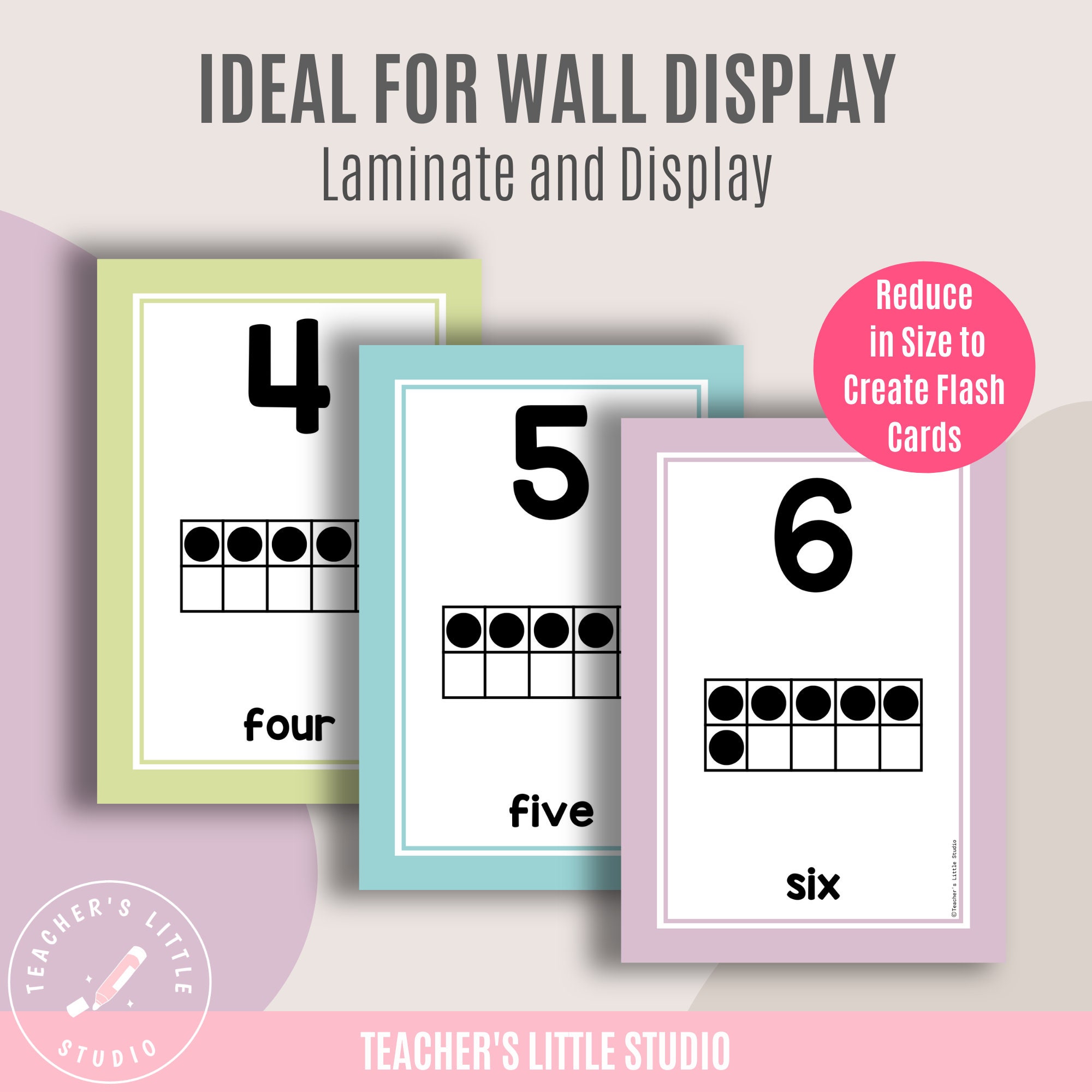 Pastel Number Posters Printable Ten Frames Number Wall Poster Classroom ...