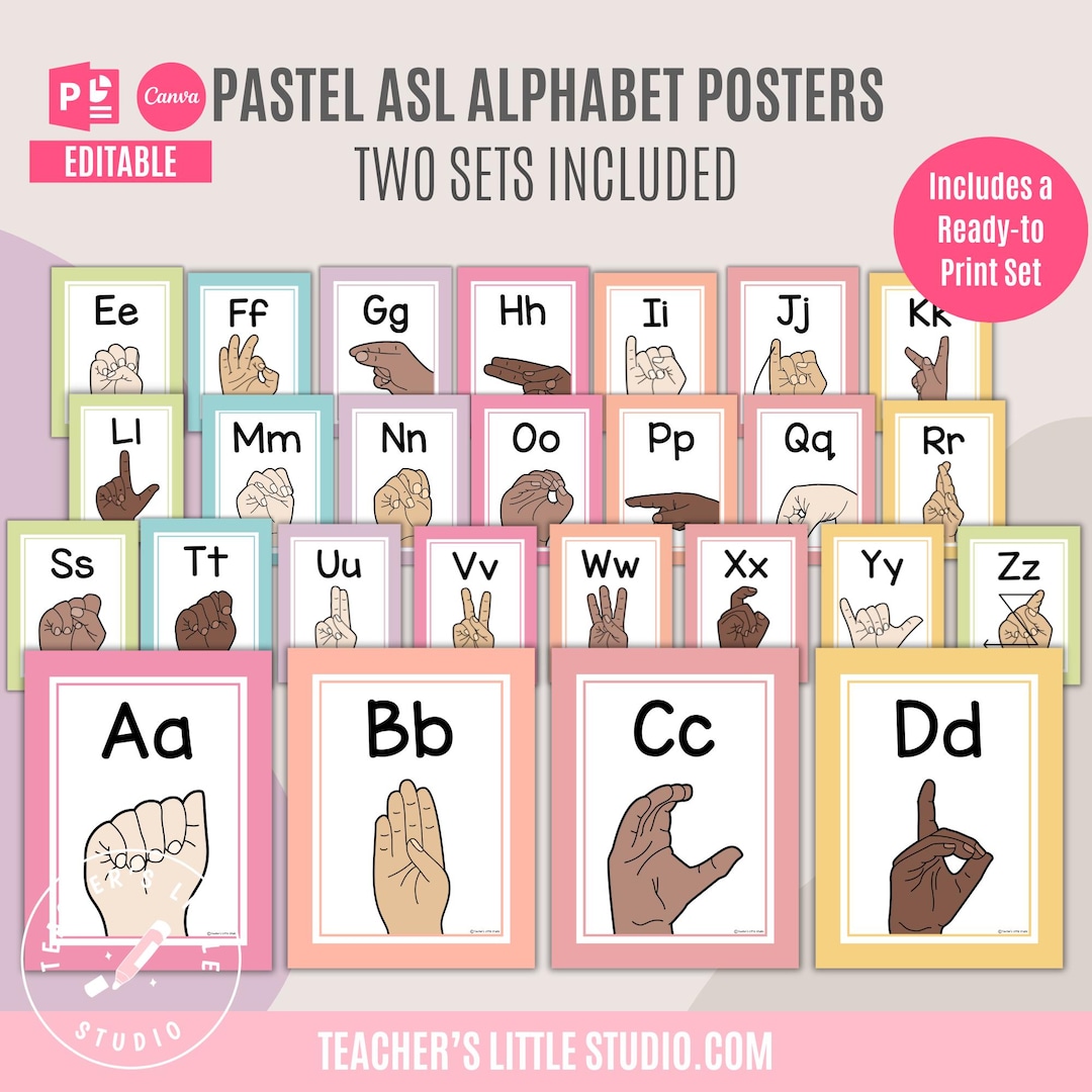 ASL Alphabet Posters | Printable Classroom Alphabet | Editable in Canva ...