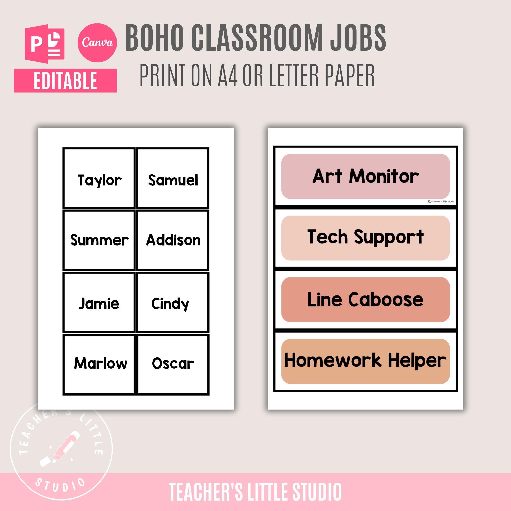 Boho Classroom Jobs Display | Editable Powerpoint and Canva | Ready-to ...