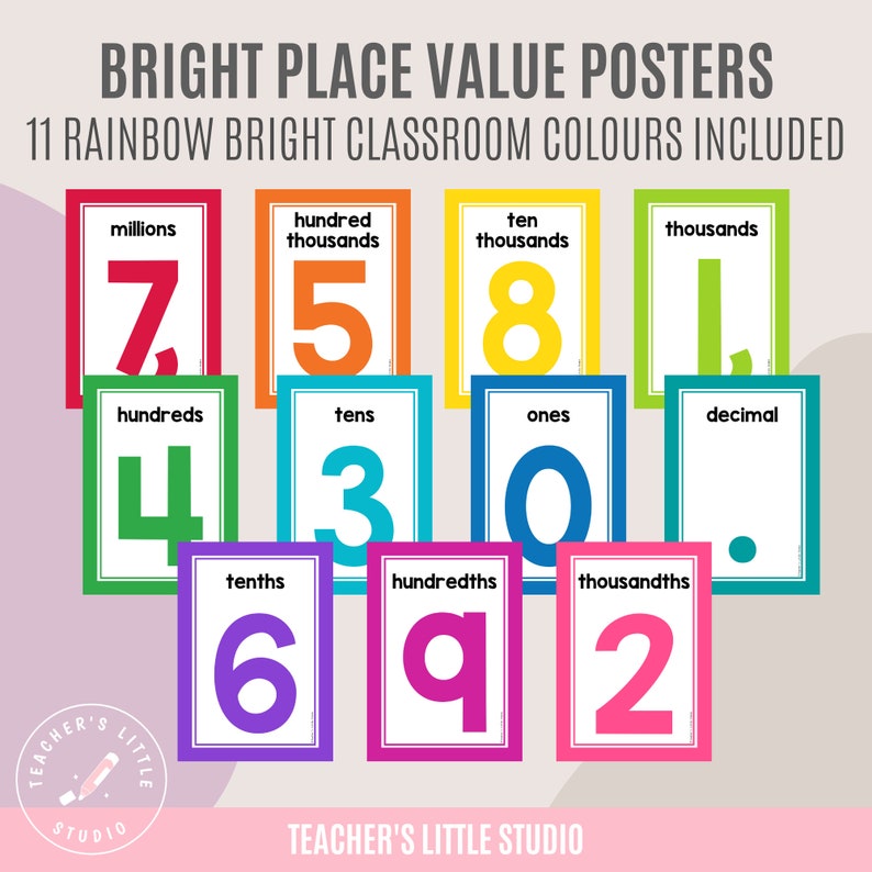Place Value Posters | Bright Rainbow Classroom Decor | Number Wall ...