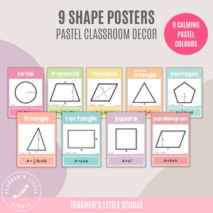 Area Formula Posters | Set of 9 Posters | Geometry Posters | Math ...
