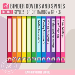 Bright Binder Covers and Spines | Bright Rainbow Binder Labels ...