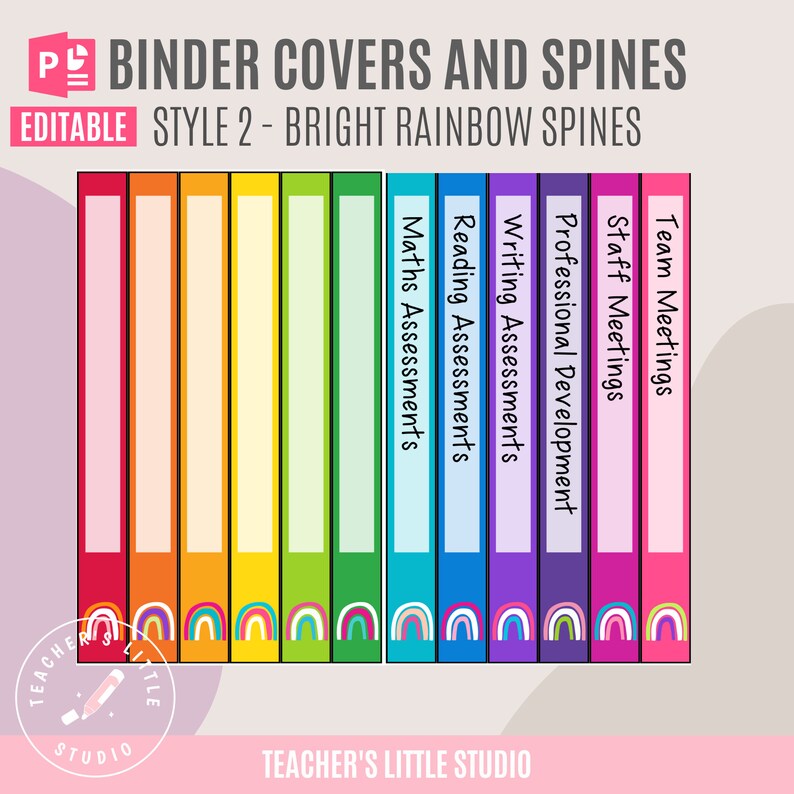 Bright Binder Covers and Spines | Bright Rainbow Binder Labels ...