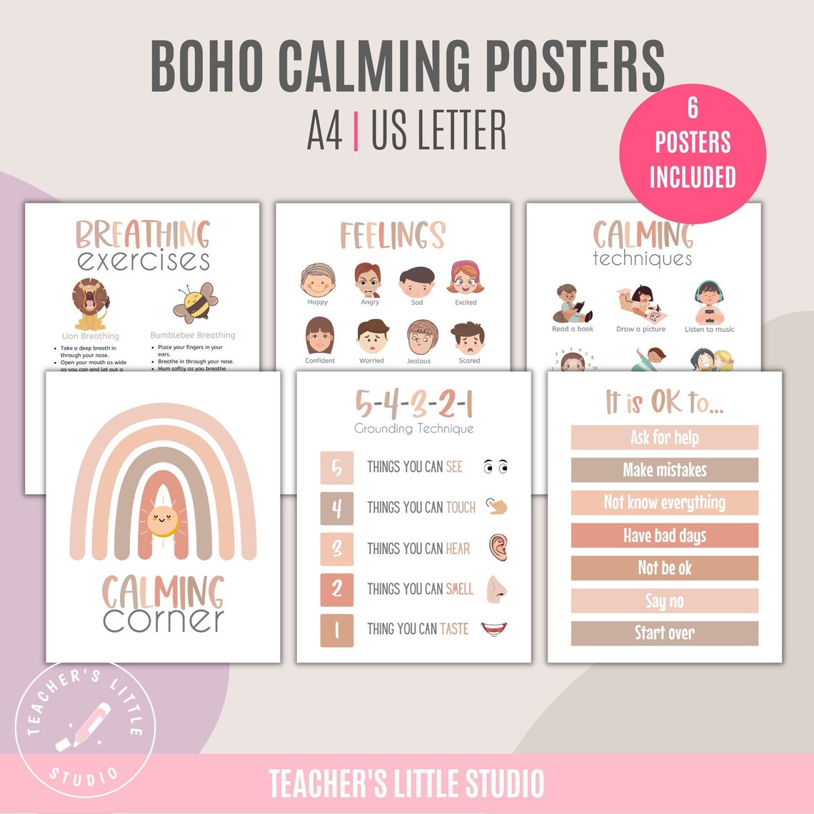 6 Calming Posters Educational Printables Calming Corner - Etsy