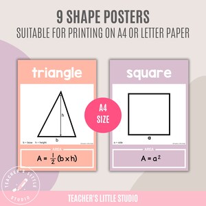 Area Formula Posters | Set of 9 Posters | Geometry Posters | Math ...