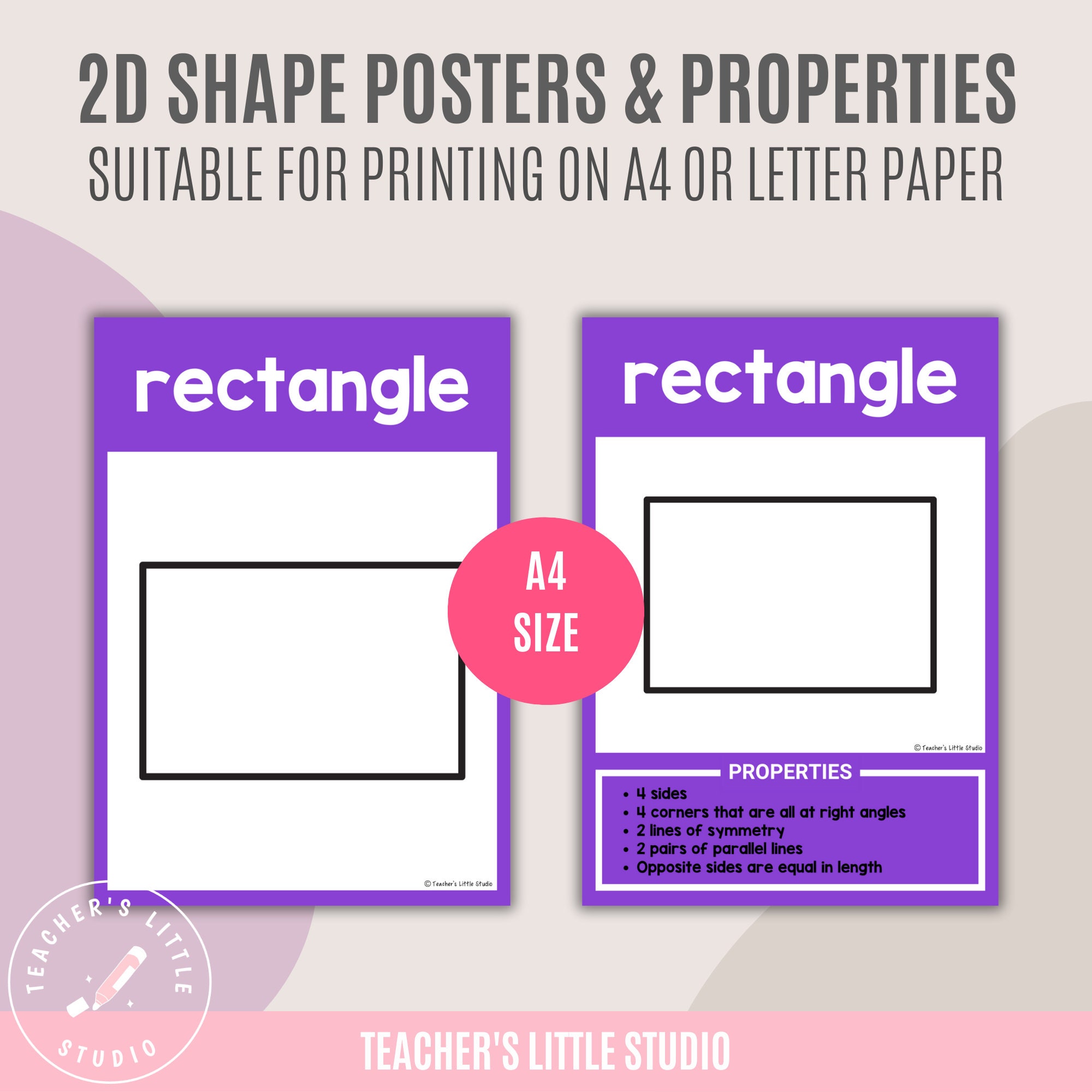 2D Shape Poster Sets With Properties Bright Classroom Decor Printable ...