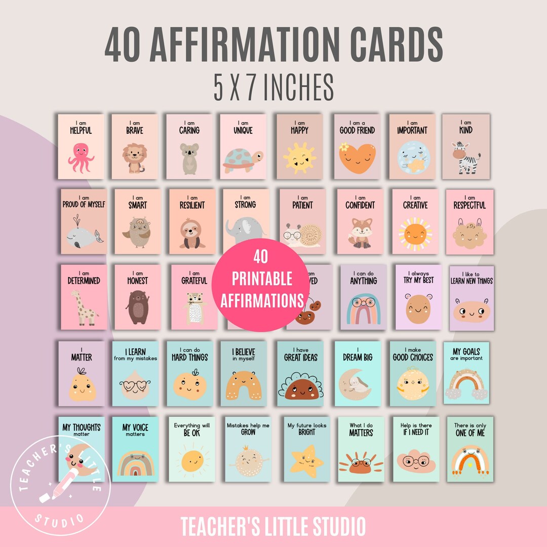 Printable Affirmation Cards for Kids | Pastel Motivational Cards ...