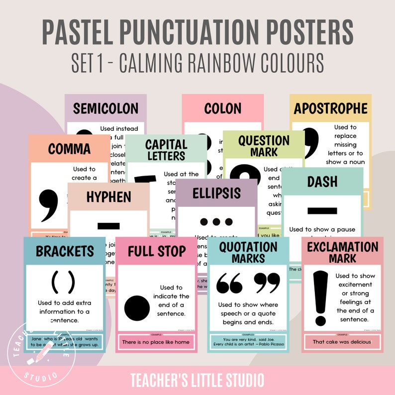 Pastel Punctuation Posters | Educational Posters | English Posters ...
