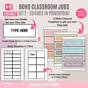 Boho Classroom Jobs Display | Editable Powerpoint Job Cards Ready-to ...