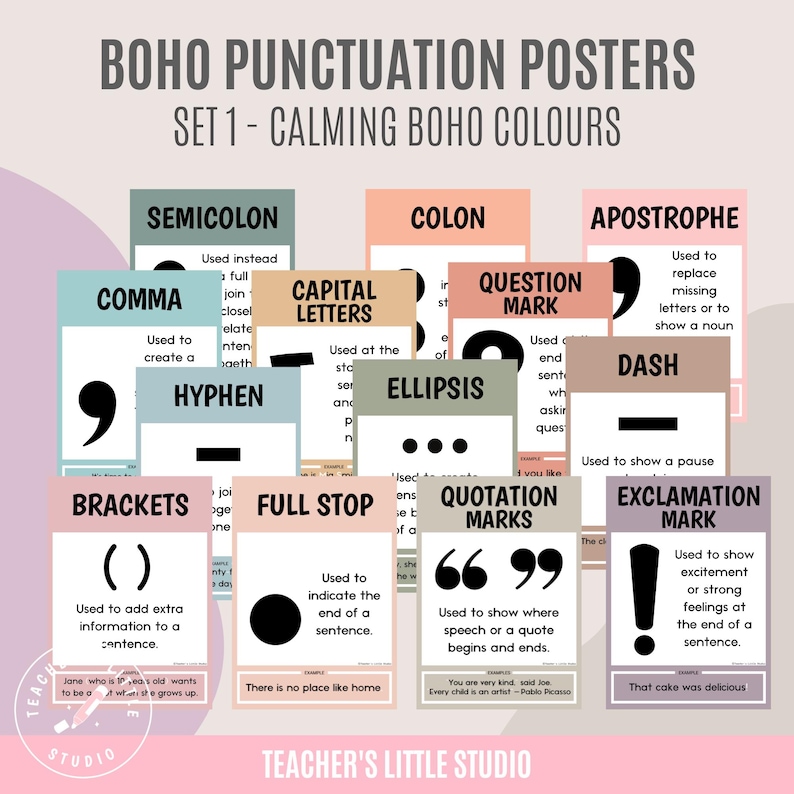 Boho Punctuation Posters | Educational Posters | English Posters ...