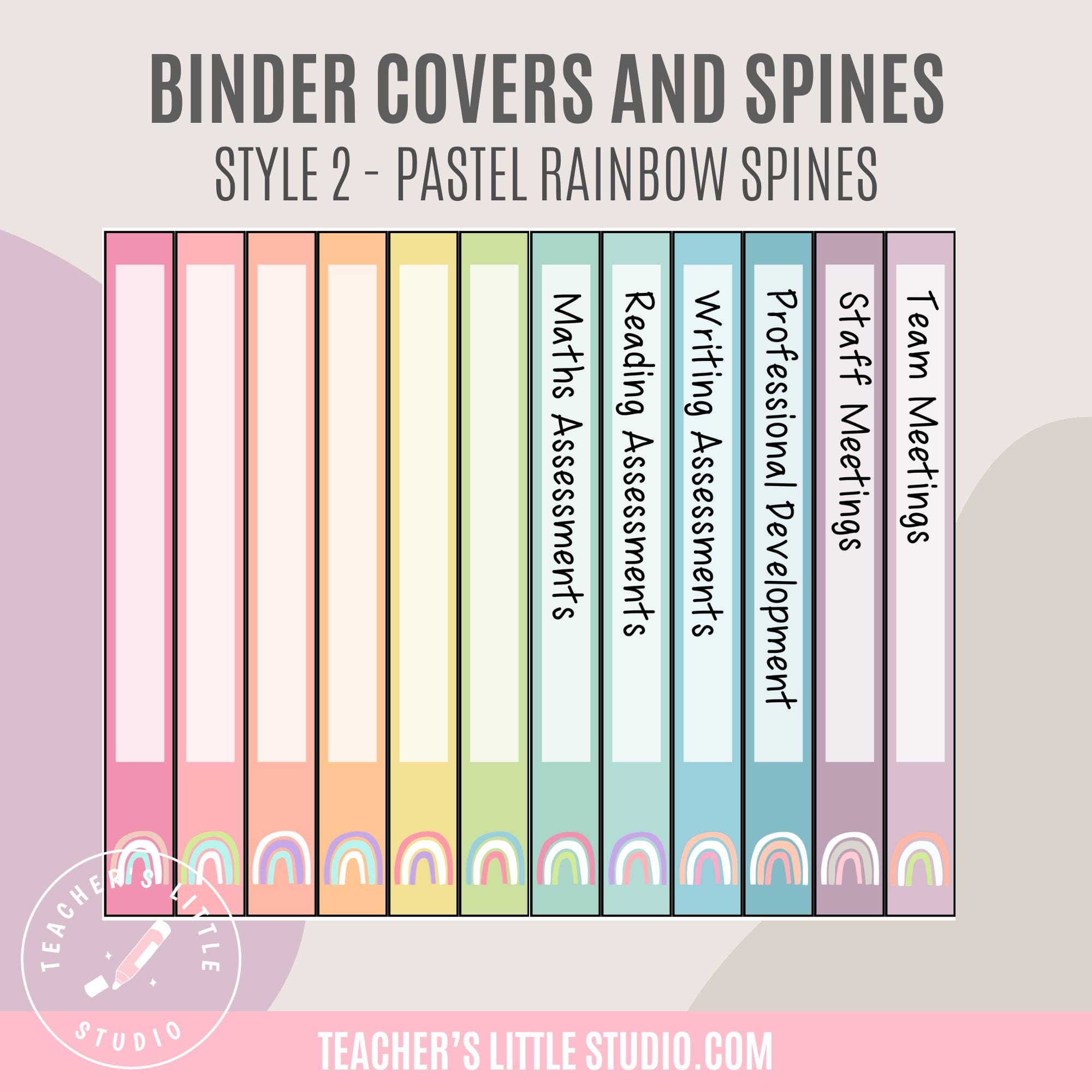 Pastel Binder Covers and Spines | Pastel Rainbow Binder Labels ...