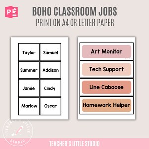 Boho Classroom Jobs Display | Editable Powerpoint Job Cards Ready-to ...