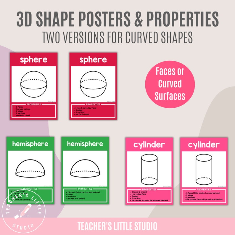 3D Shape Poster Sets With Properties | Printable Shape Posters With ...