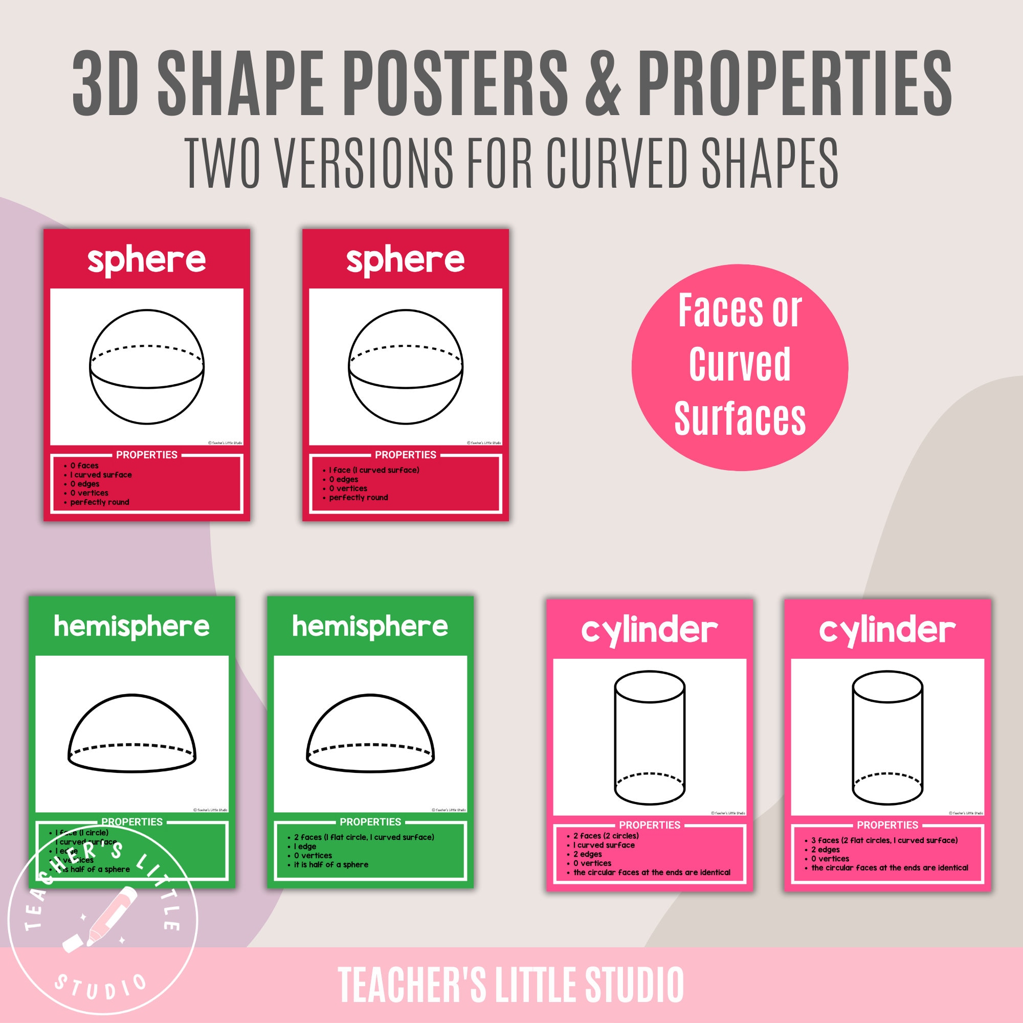 3D Shape Poster Sets With Properties | Printable Shape Posters With ...